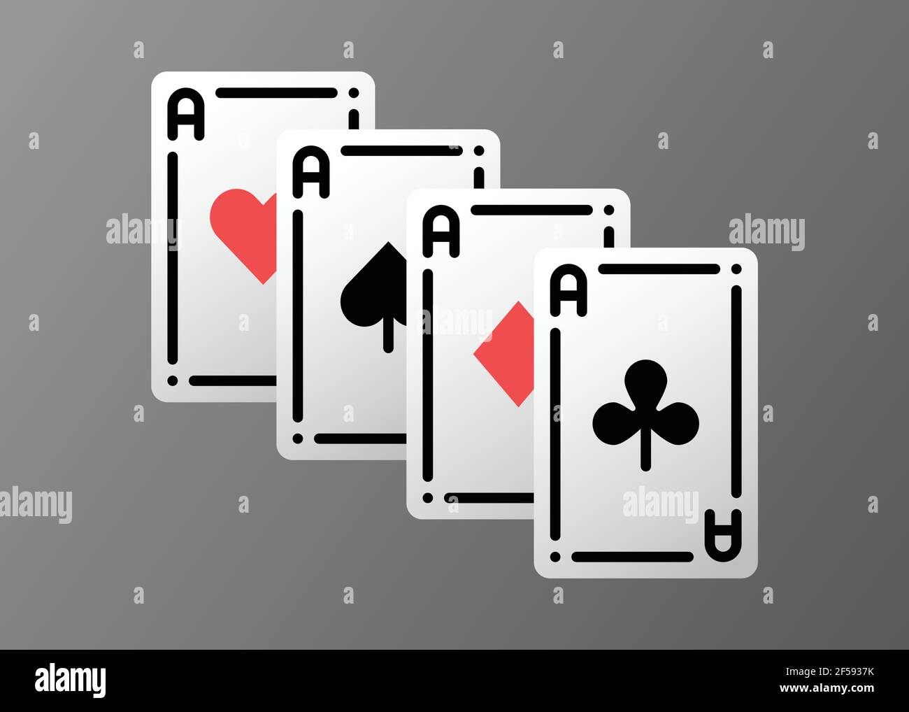 Combination ace playing cards olor line icon set. Gambling. Pictograms ...