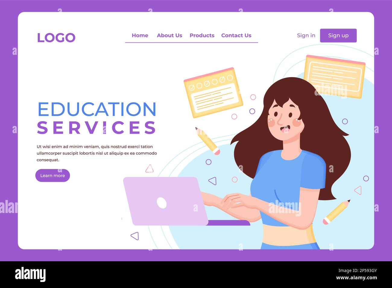 Online learning landing page template Vector illustration Stock Vector ...