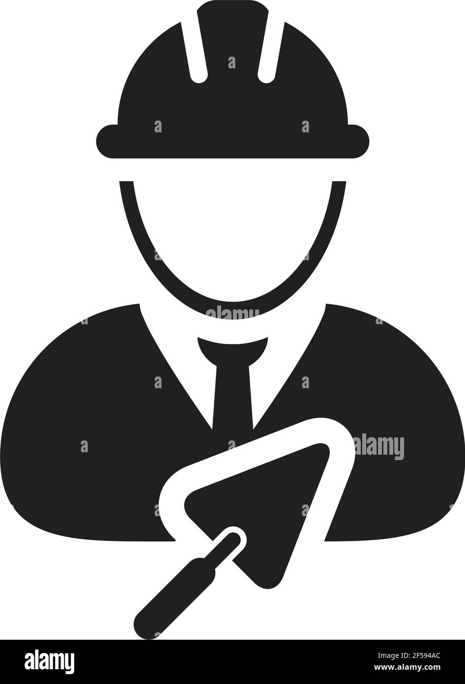 Construction worker icon with trowel vector male contractor person ...
