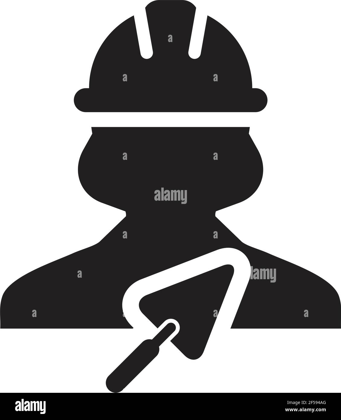 Contractor icon with trowel vector female construction builder worker ...