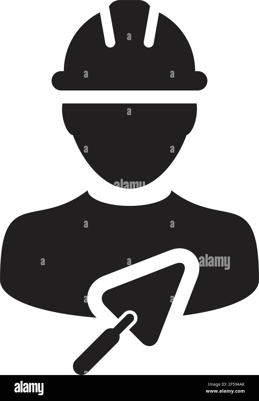 Builder icon with trowel vector male construction mason contractor ...