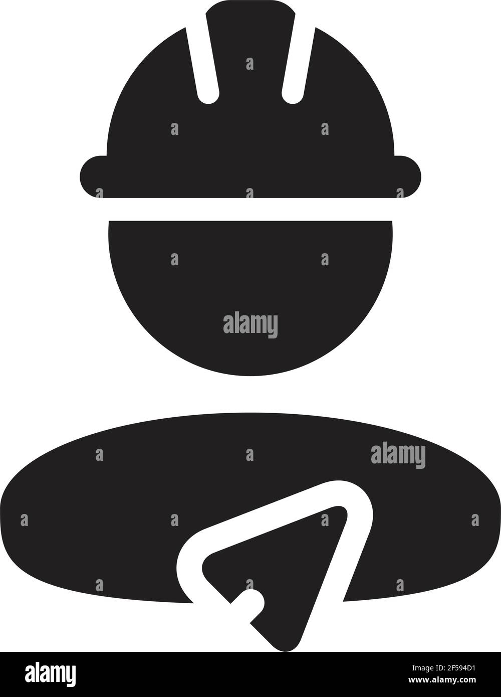 Trowel icon with construction worker male person profile avatar for ...