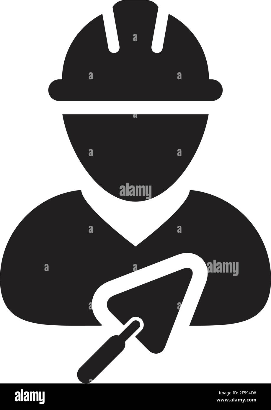 Contractor icon with trowel vector male construction builder worker ...