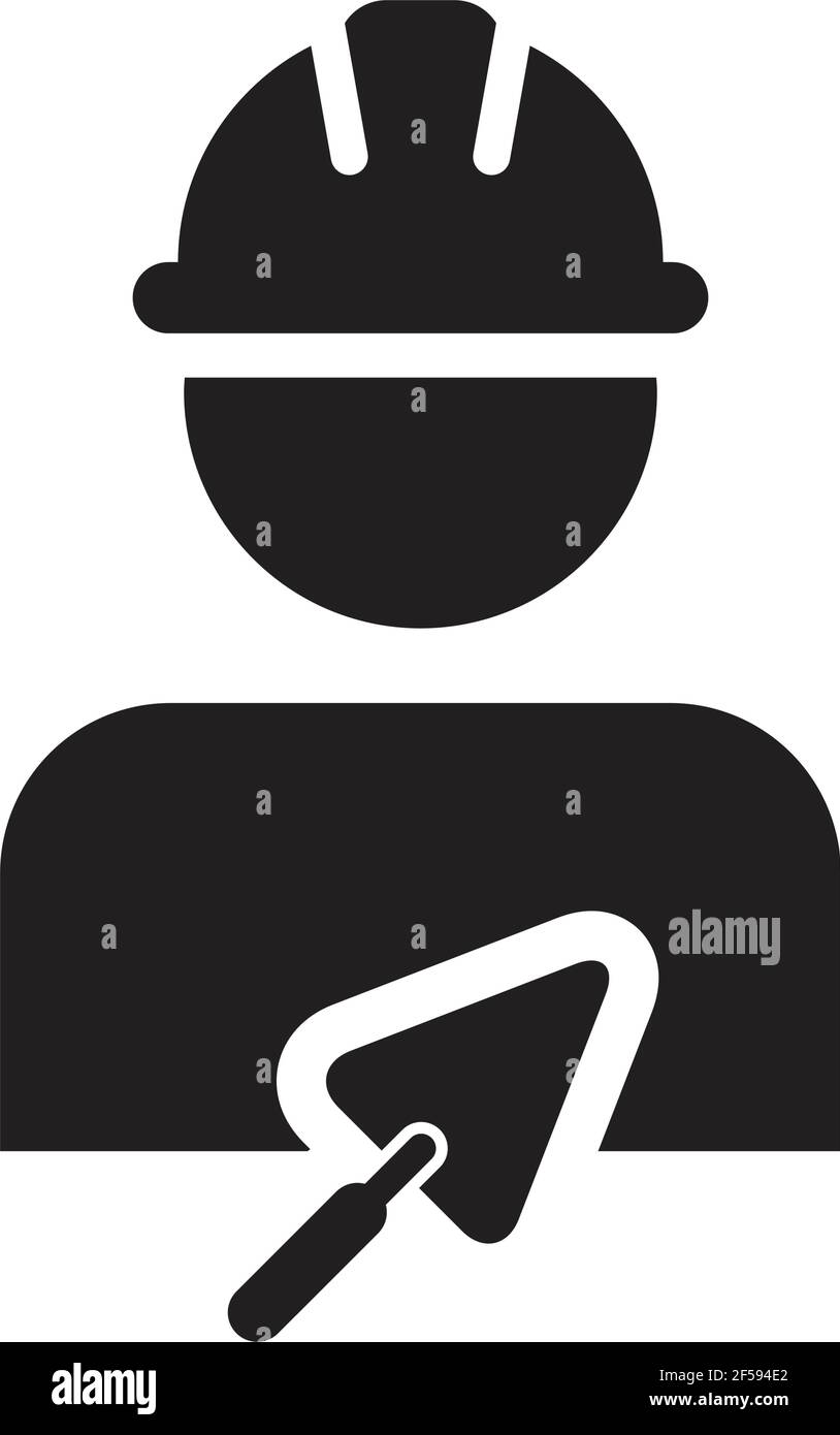 Trowel icon with construction worker male person profile avatar for ...