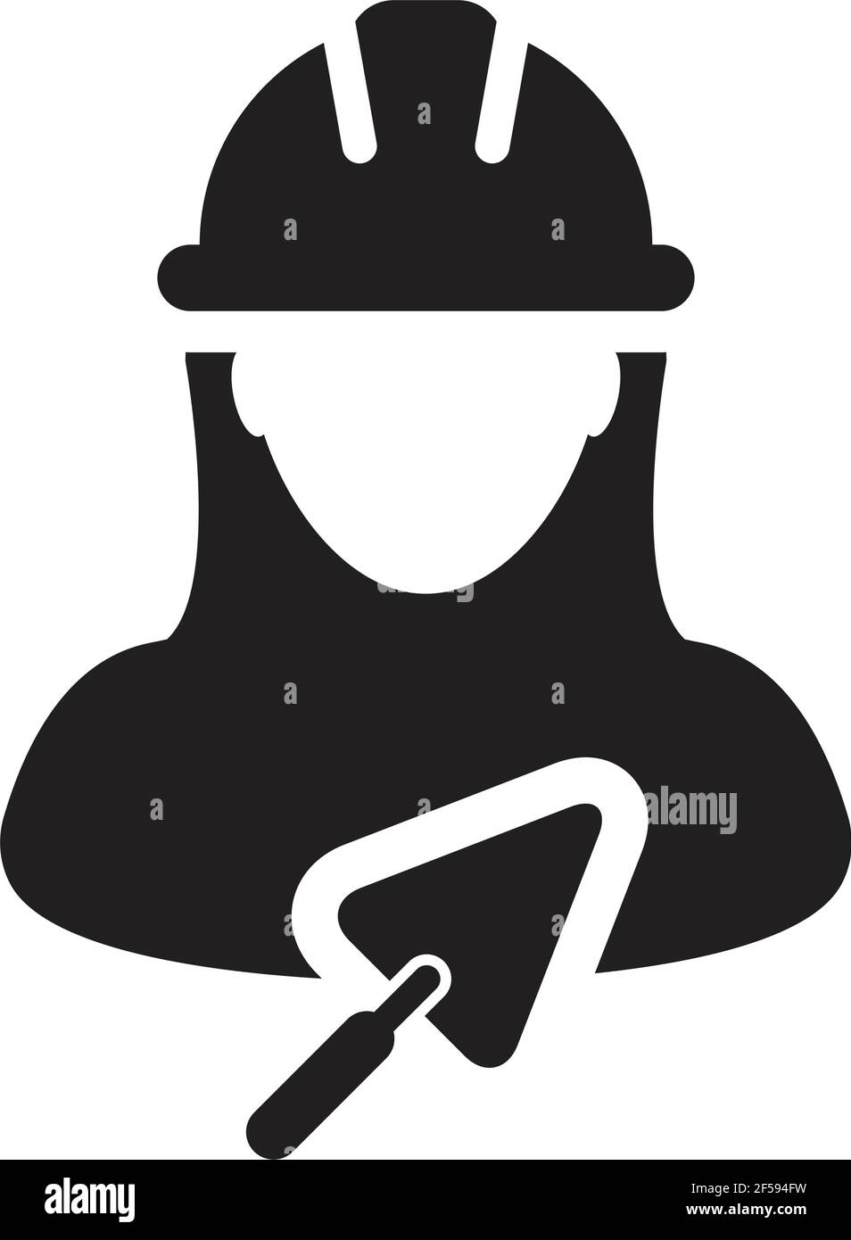Labor icon with trowel vector female construction mason contractor ...
