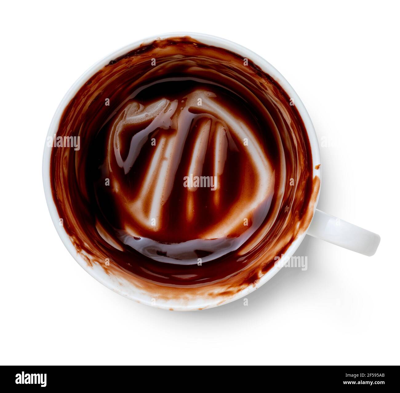 Cup of delicious drinkable and thick hot chocolate. Empty chocolate ...