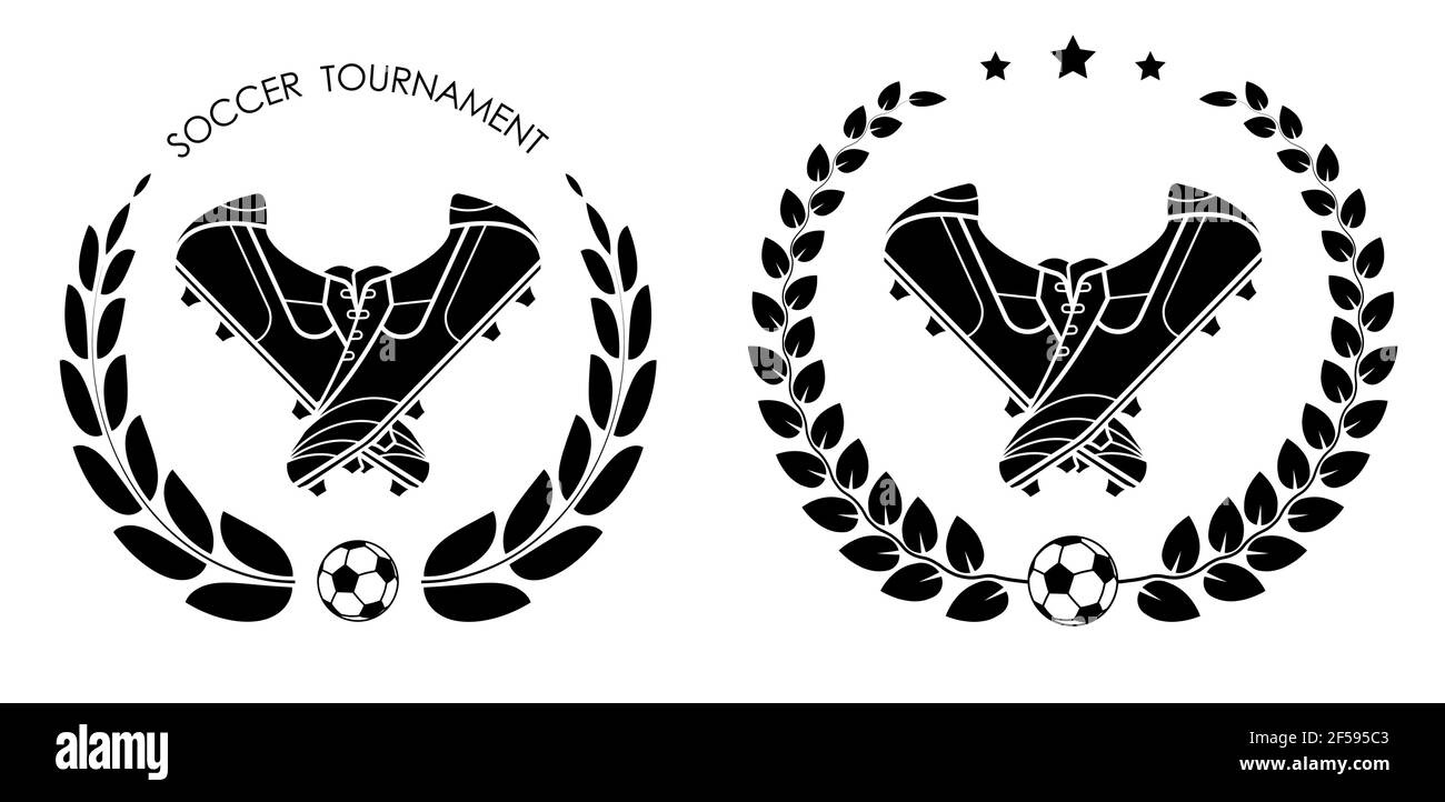 symbol, emblem of classic soccer, football boot, spiked sneaker with ...