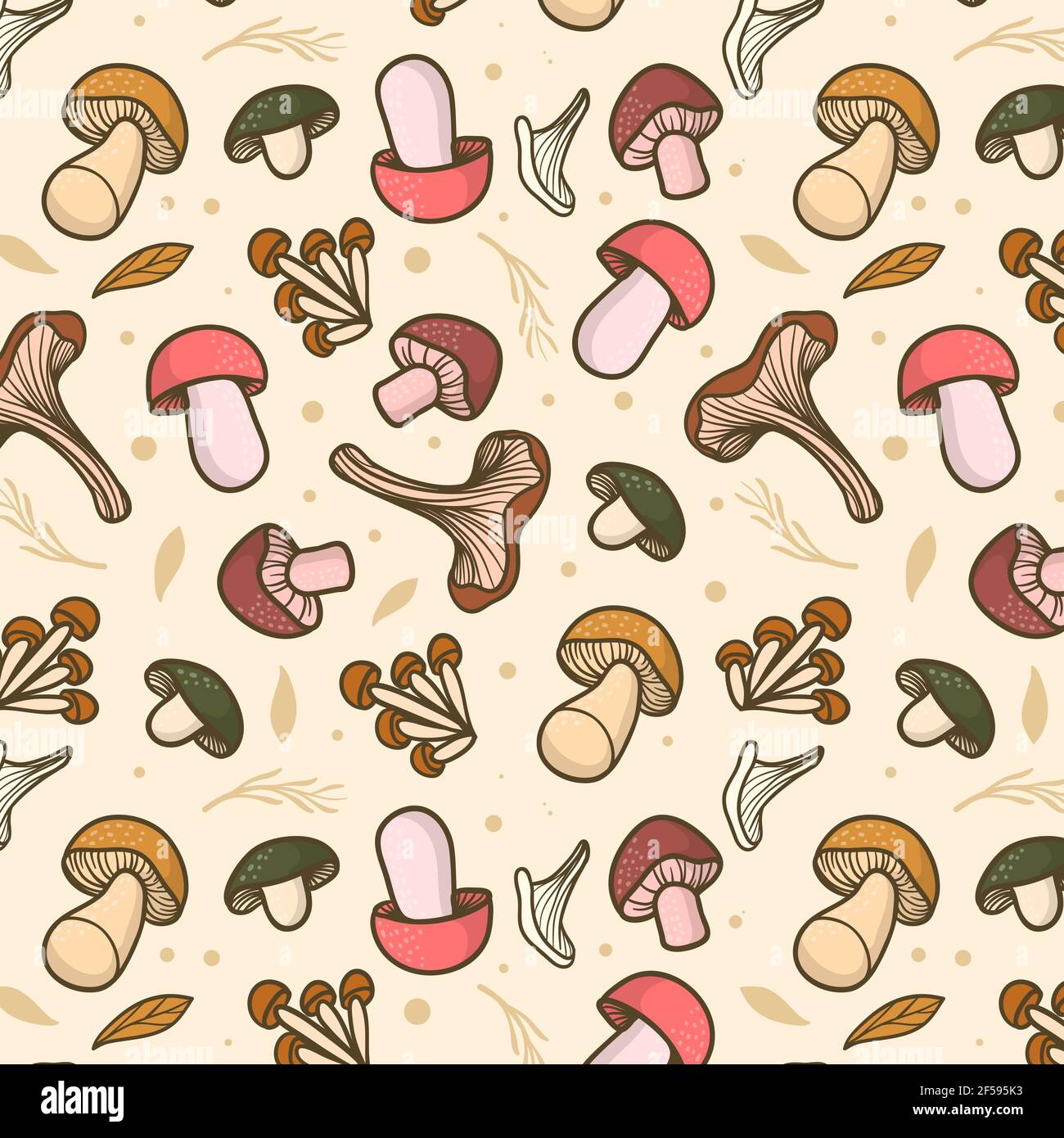 Hand drawn mushroom pattern Vector illustration Stock Vector Image ...