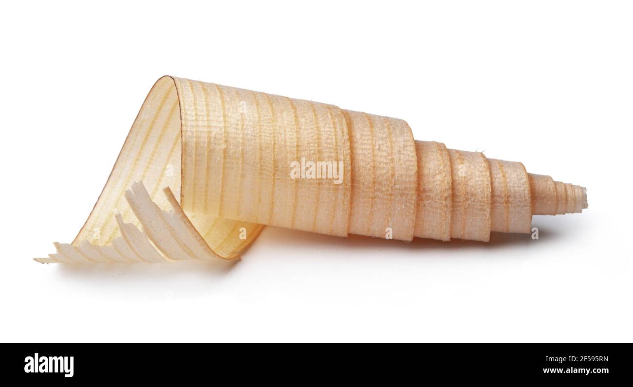 Wood shavings isolated on white background Stock Photo - Alamy
