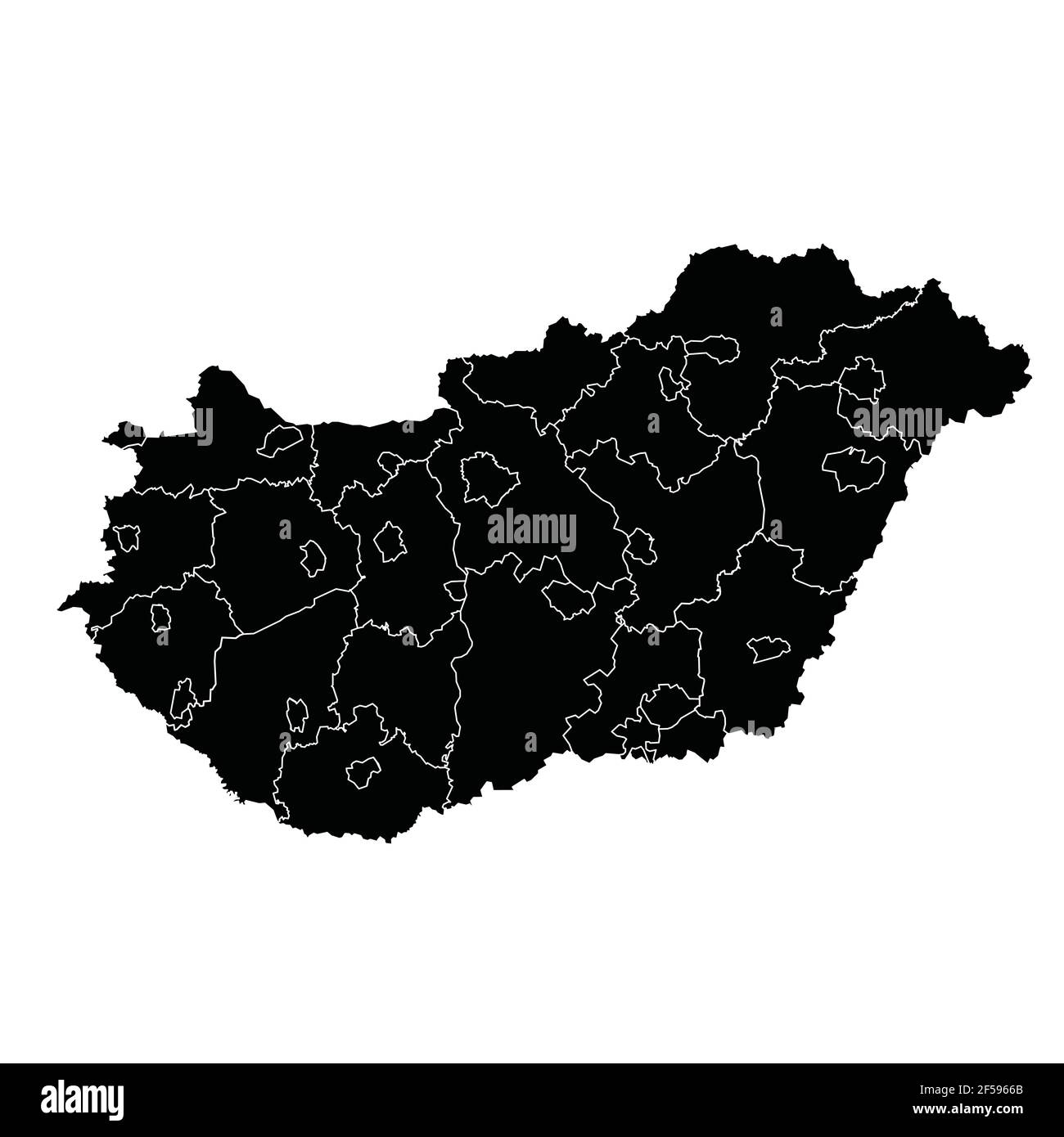 Hungary country map vector with regional areas Stock Vector Image & Art ...