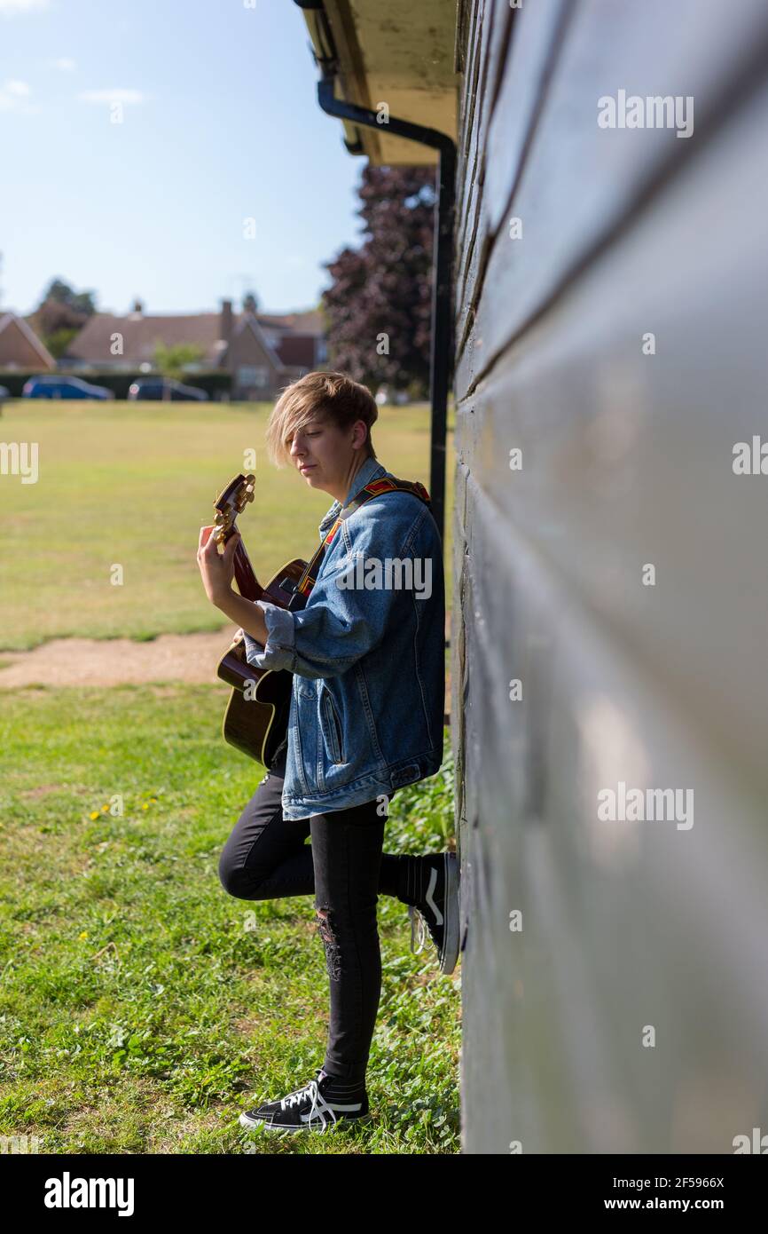 Woodbridge, Suffolk, UK September 13 2020: A 20 something female ...