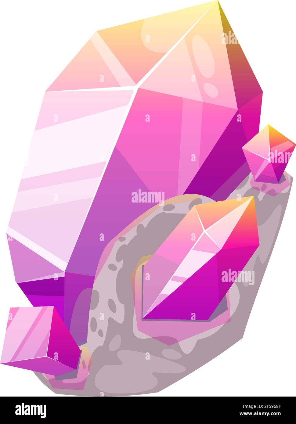 Purple gem stone isolated crystal, Violet amethyst Stock Vector Image ...