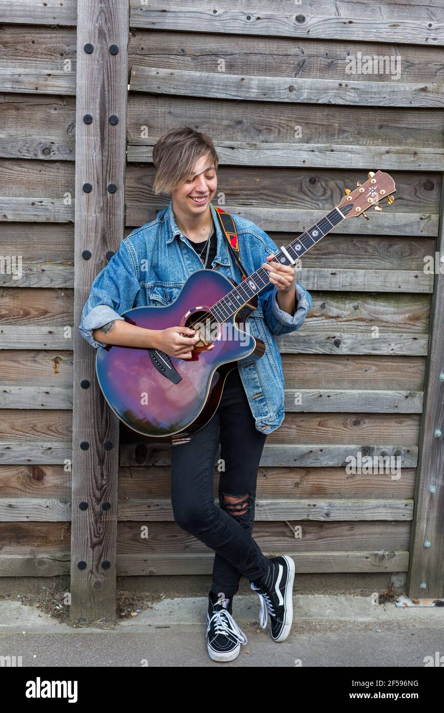 Woodbridge, Suffolk, UK September 13 2020: A 20 something female ...