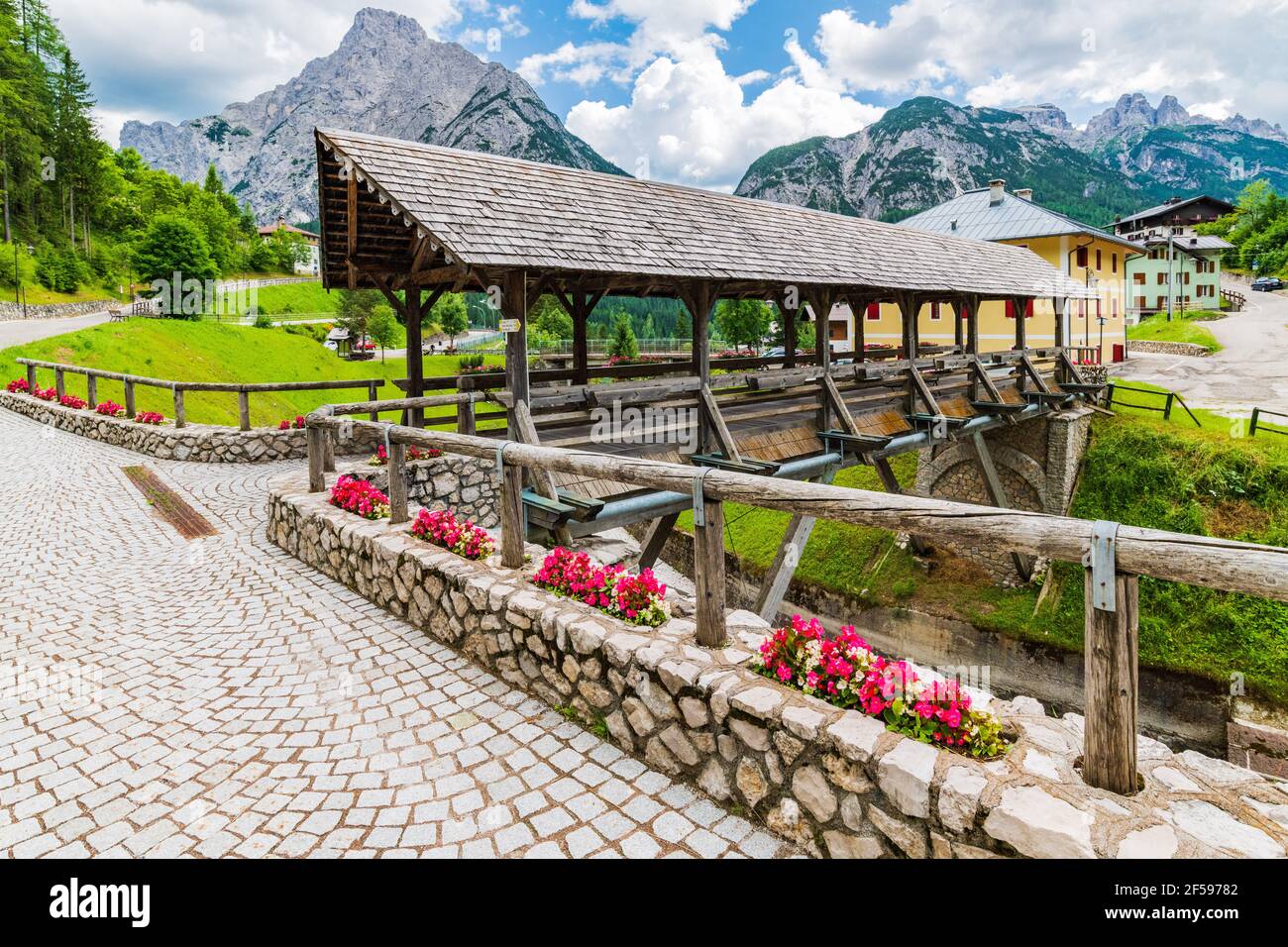 Summer waterfalls along the trails of Sappada. Friuli. Dolomites Stock ...