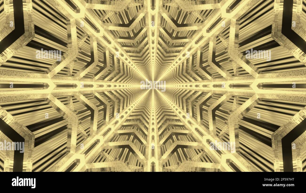 Golden tunnel with geometric design 4K UHD 3d illustration Stock Photo ...