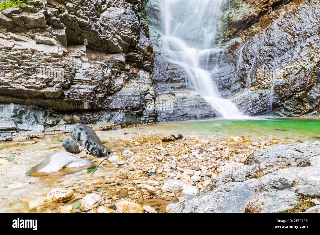 Summer waterfalls along the trails of Sappada. Friuli. Dolomites Stock ...