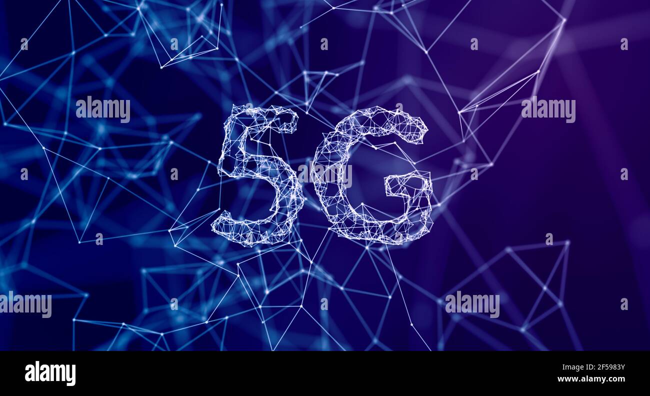 Abstract 5g and geometric background. tech backdrop of connections and ...