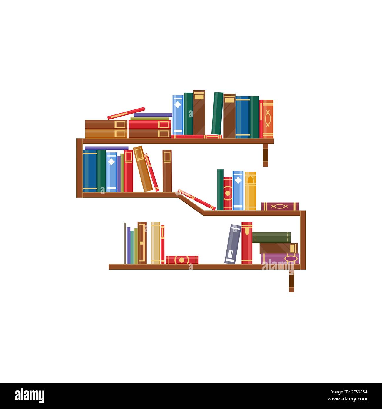 Bookcase, bookshelf with books, library shelves Stock Vector Image ...