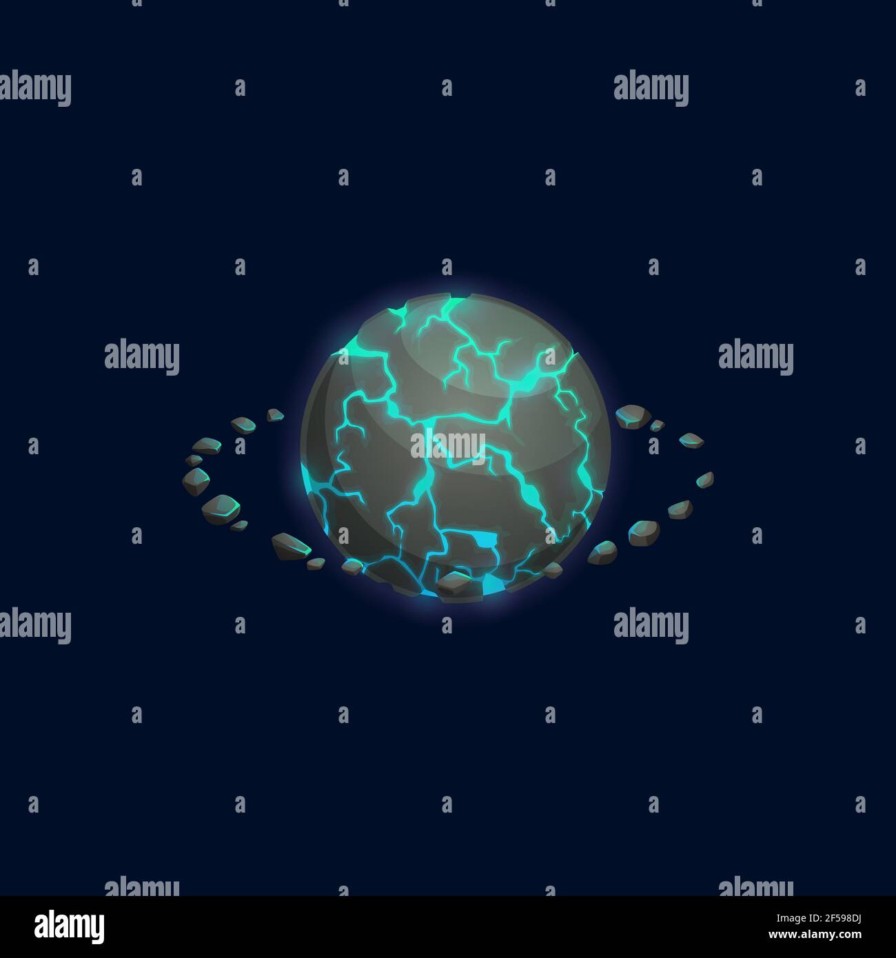 Saturn cartoon planet with rotating rocks on orbit Stock Vector Image ...