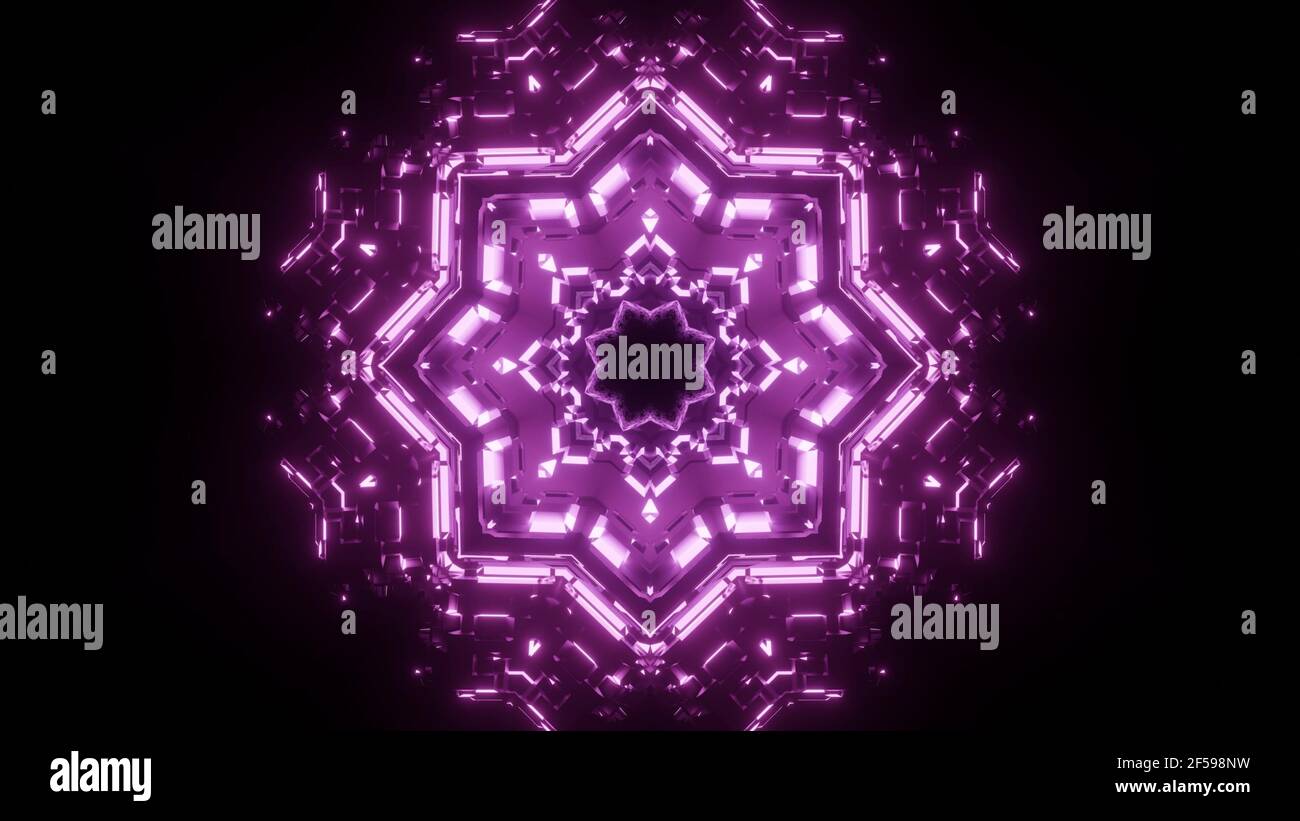 Shiny purple neon ornament in darkness 4K UHD 3d illustration Stock ...