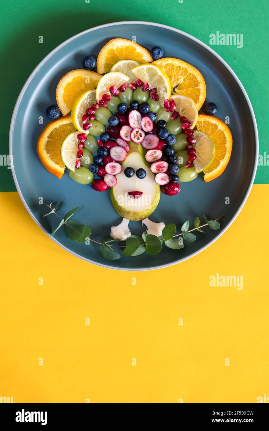 peacock image from fruit and vegetables, copy space Stock Photo - Alamy