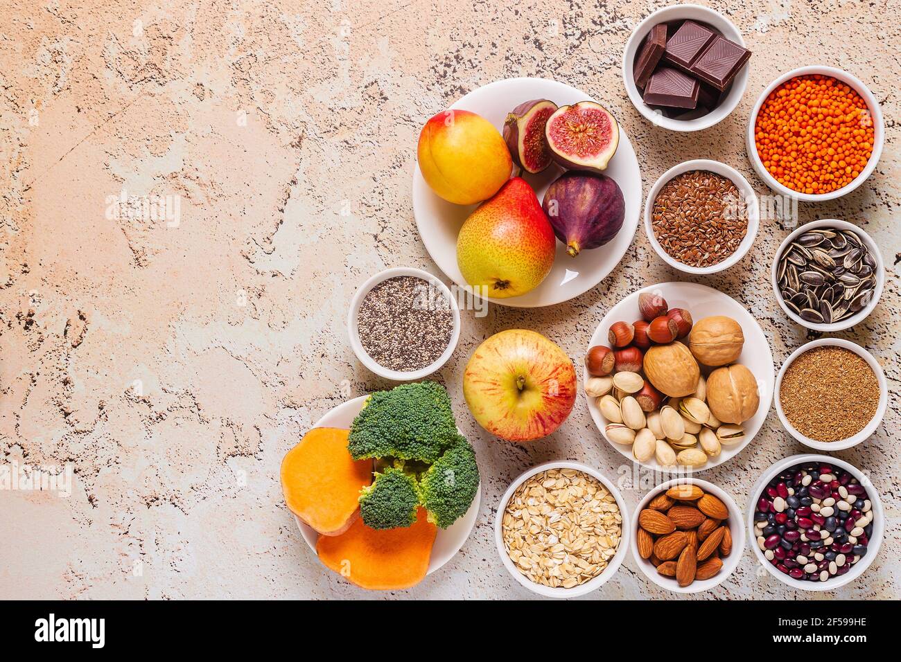 Products rich in fiber. Healthy diet food. Top view Stock Photo - Alamy