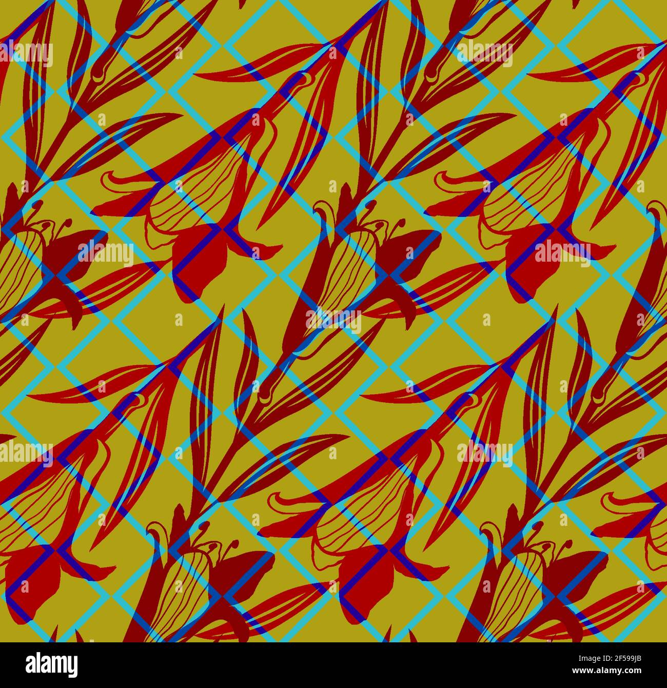 Yellow lily pattern. Seamless yellow geometry flower pattern. Vector ...