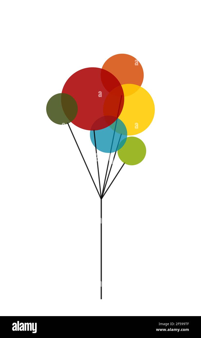 Colorful balloons illustration. Stylized six balloons illustration in ...