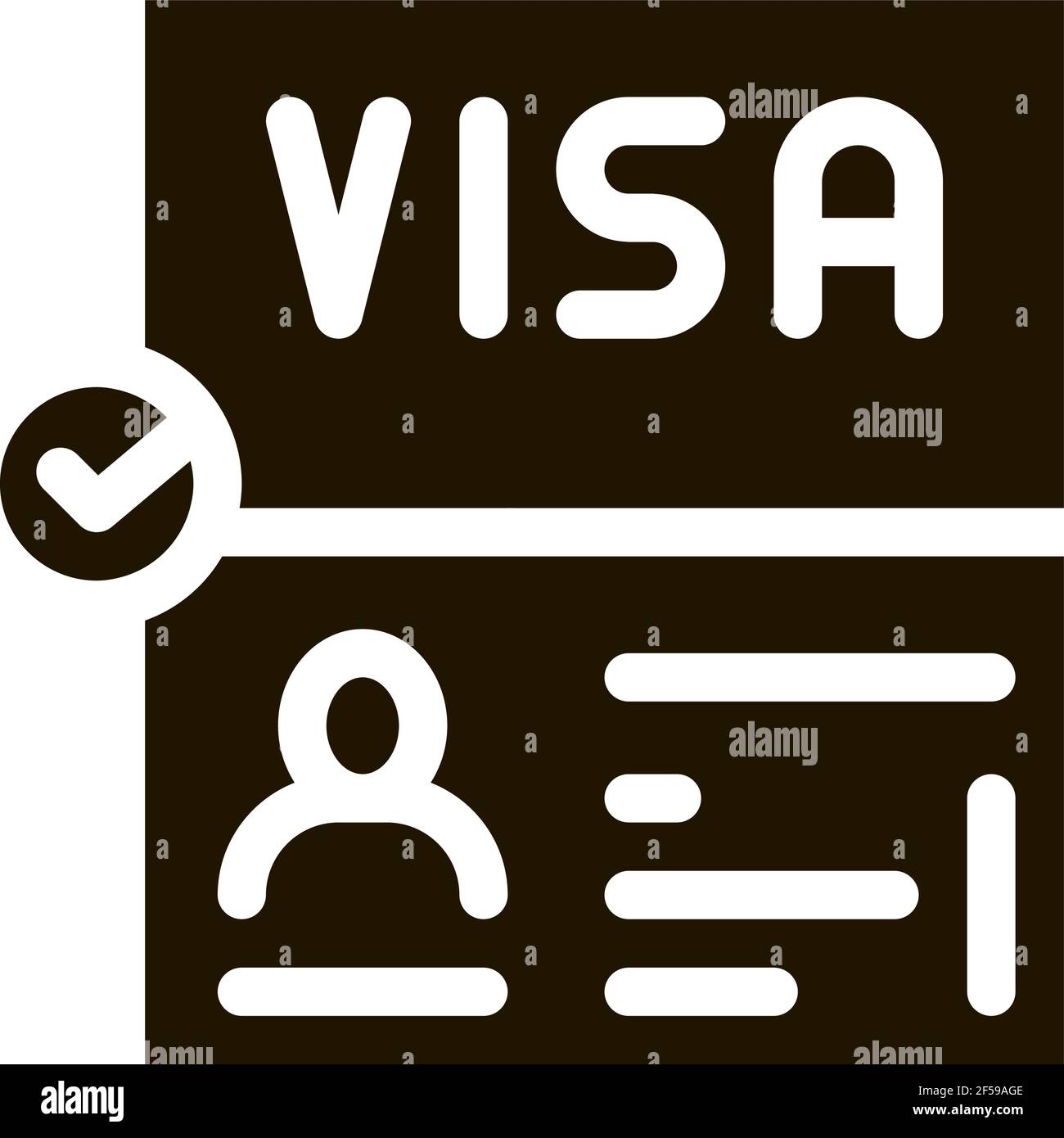 Visa Document Confirmation Icon Vector Glyph Illustration Stock Vector