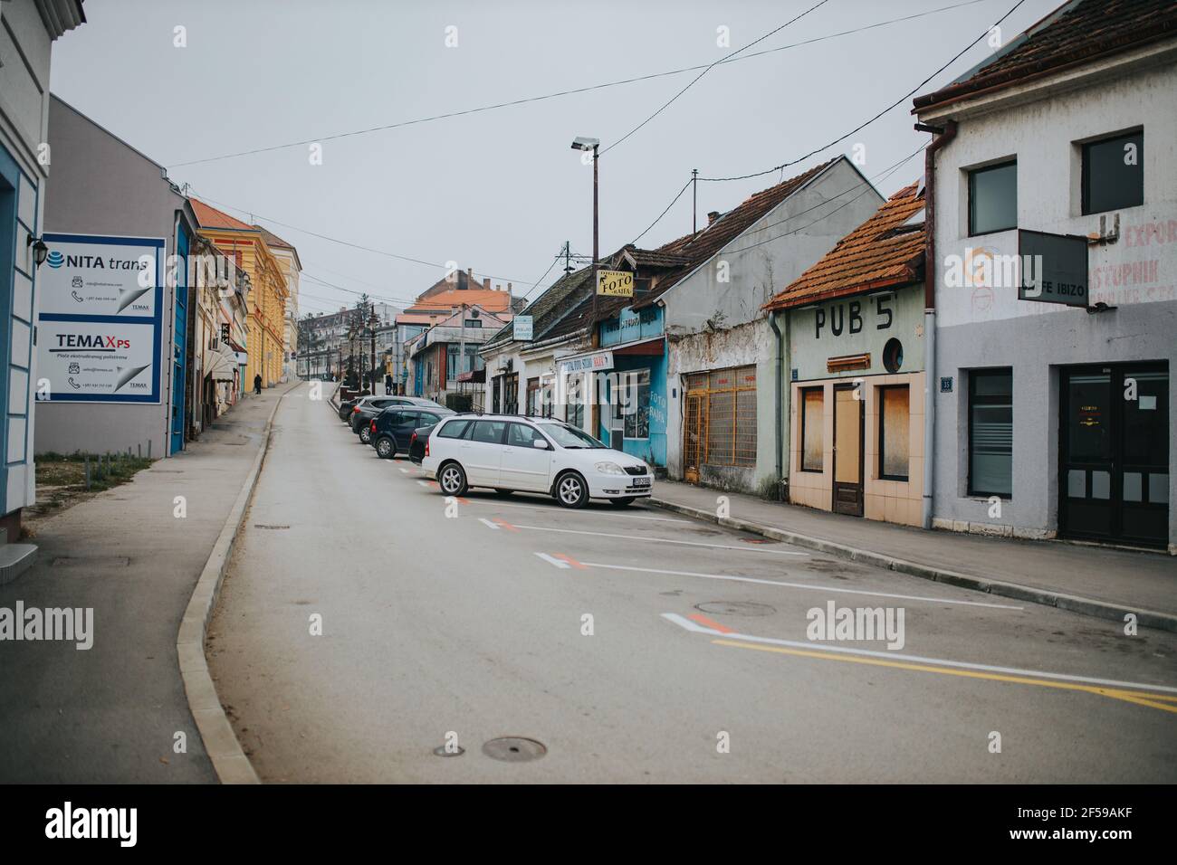 BRCKO DISTRICT, BOSNIA AND HERZEGOVINA - Dec 18, 2020: Streets of Brcko ...