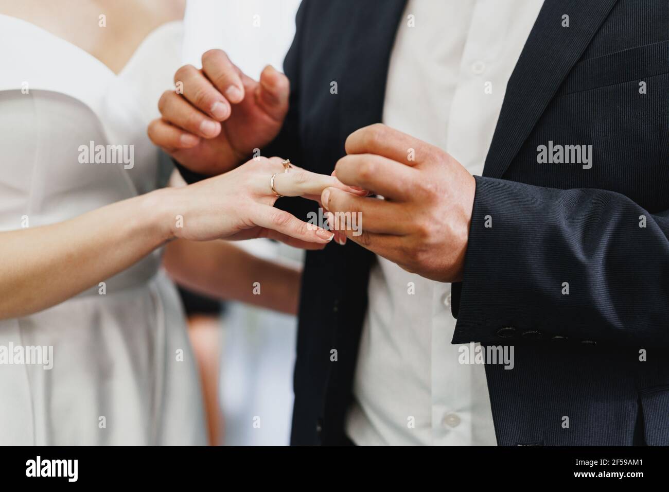 Brides hand engagement ring close hi-res stock photography and images ...