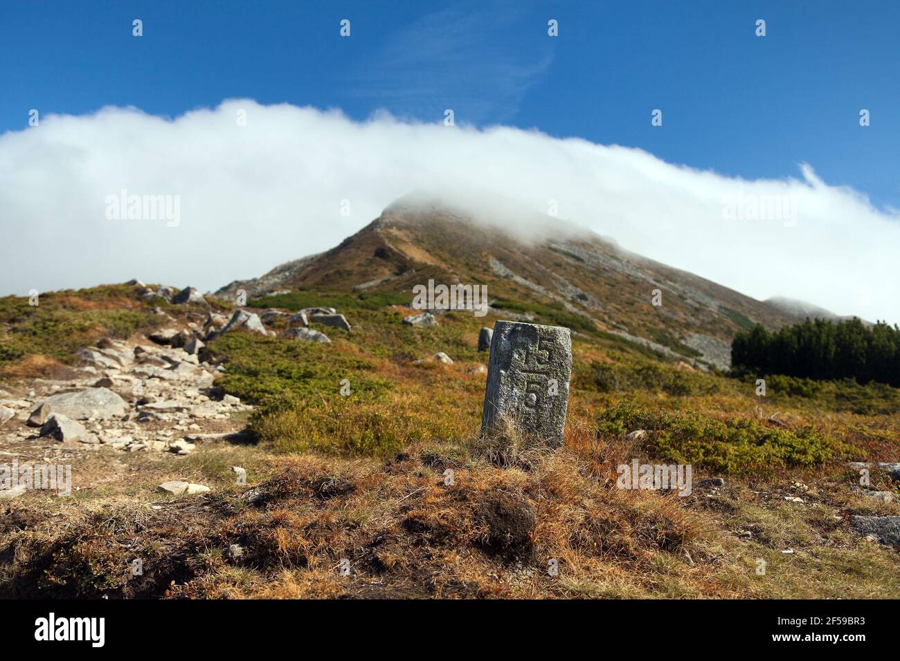 View from Ukraine Carpathian mountains, mount Pip Ivan, panoramic view ...