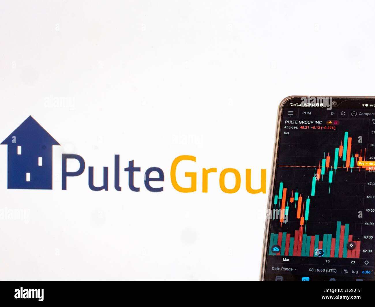 In this photo illustration the stock market information of PulteGroup ...