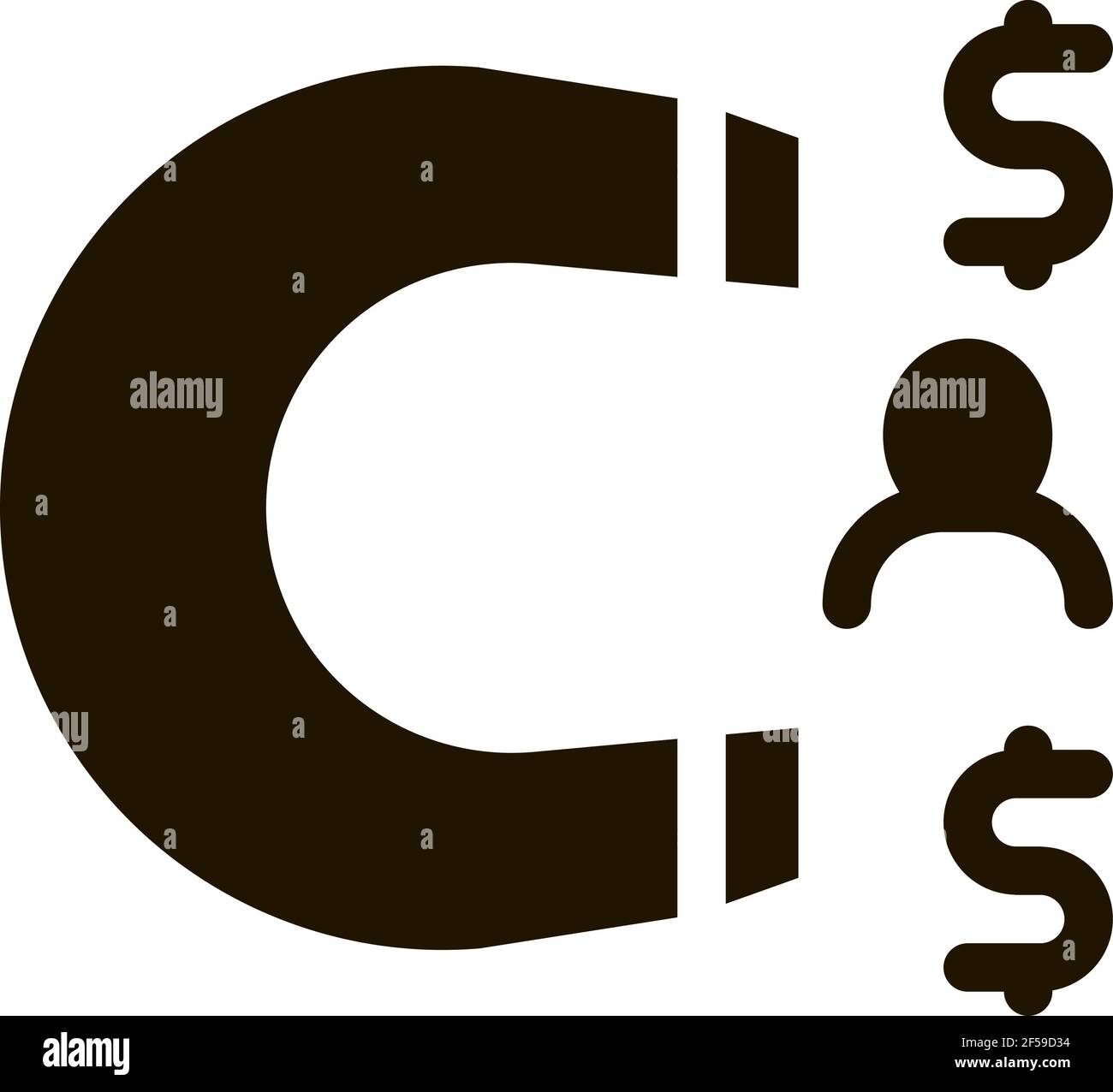 magnet attracts money icon Vector Glyph Illustration Stock Vector Image ...