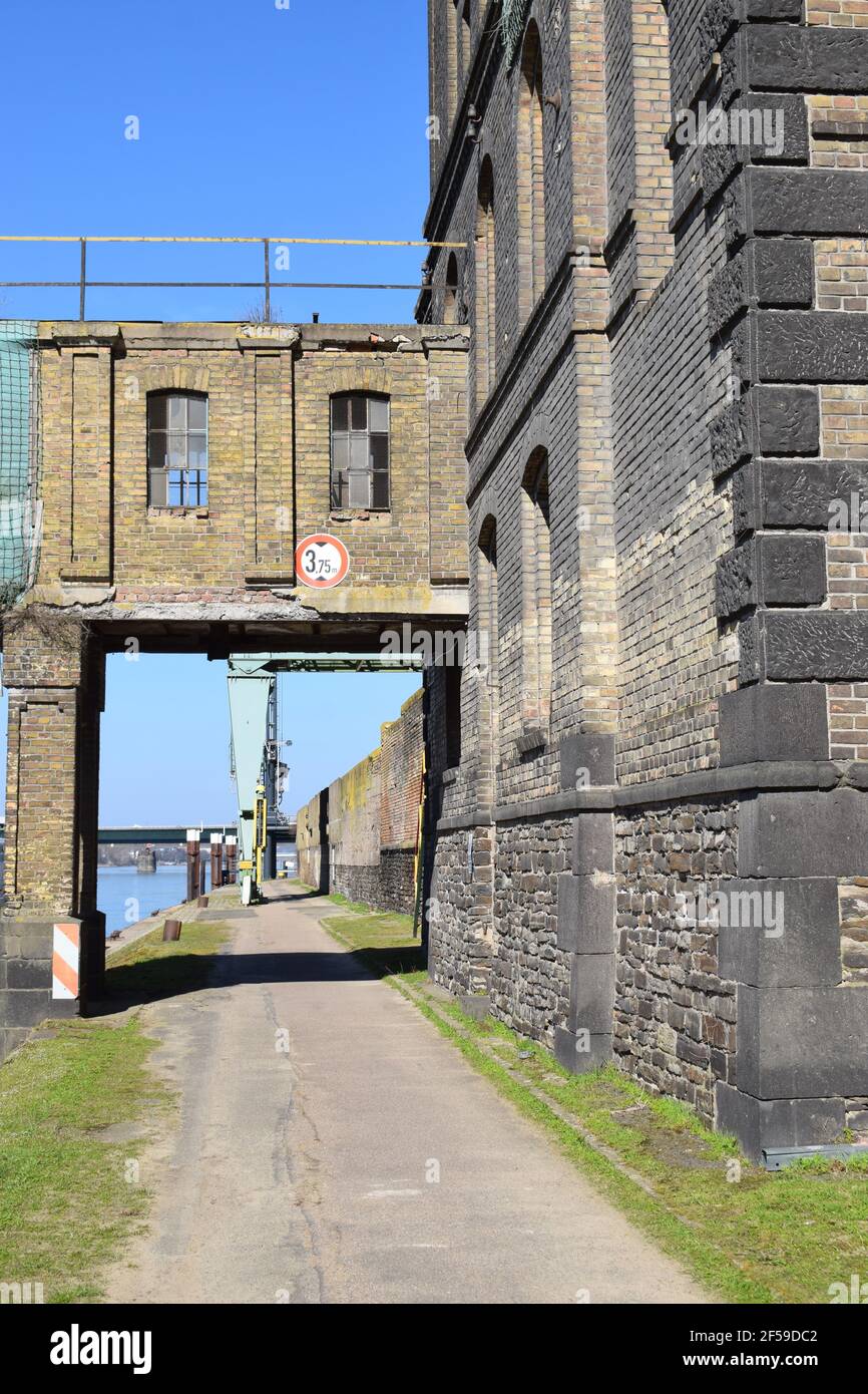Rhine harbor and factory building, long closed Stock Photo - Alamy