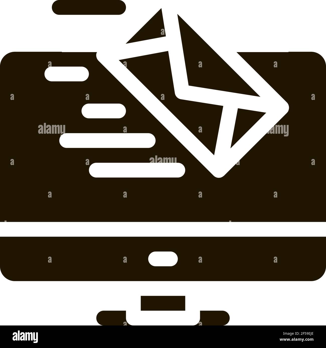 received letter to computer icon Vector Glyph Illustration Stock Vector ...