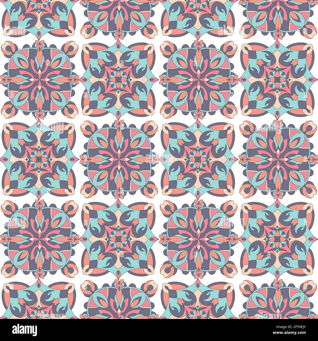 Geometric mandala pattern, outline hand drawn style Stock Vector Image ...