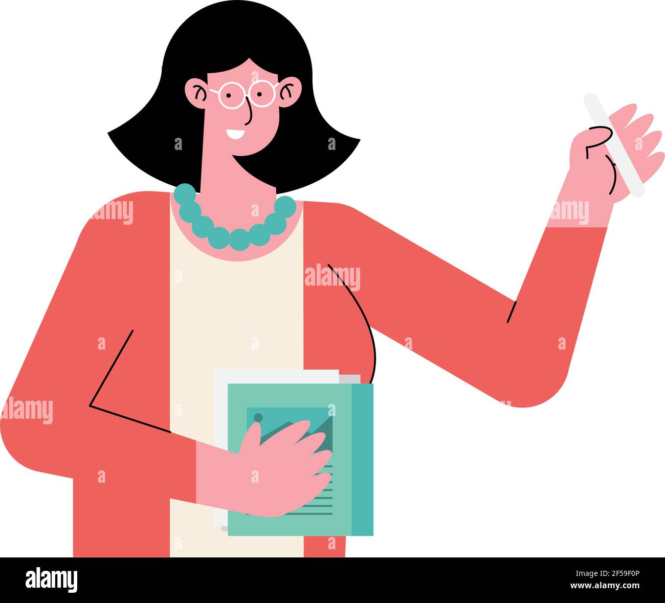 female teacher with chalk character Stock Vector Image & Art - Alamy