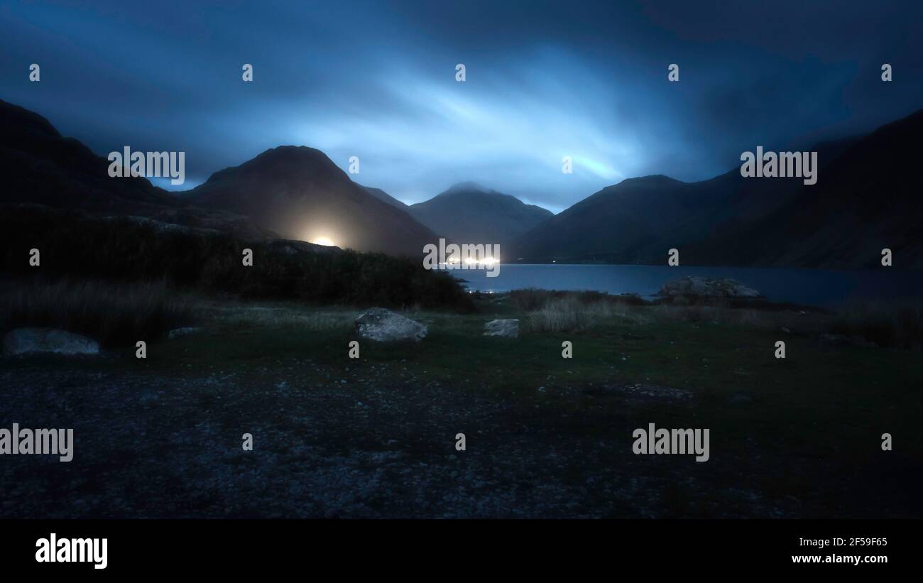 Blue hour in Wasdale, Lake District, Cumbria, UK.Tranquil twilight ...