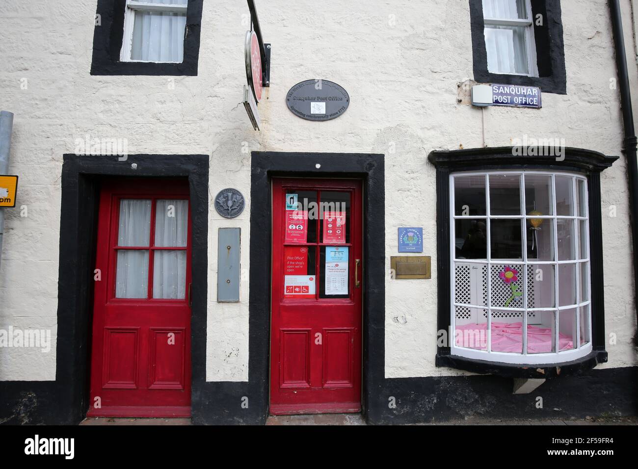 Sanquhar, Dumfries & Galloway, Scotland, UK. 22 Mar 2021. Post office ...