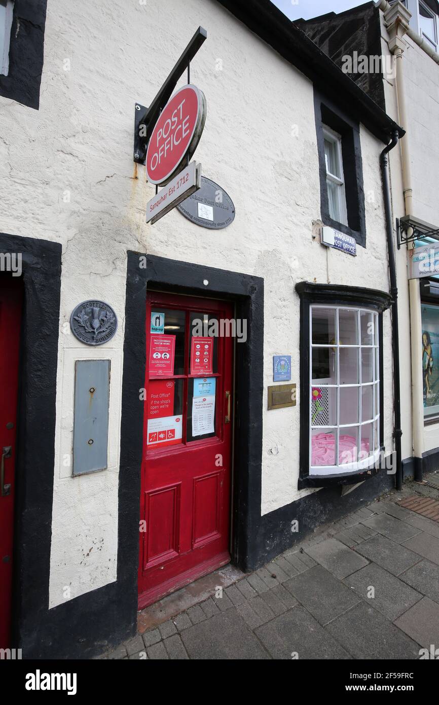 Sanquhar, Dumfries & Galloway, Scotland, UK. 22 Mar 2021. Post office ...