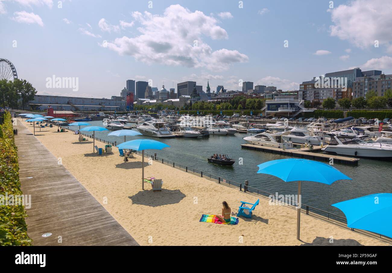 Clock Tower Beach At The Old Port Of Montreal High Resolution Stock ...