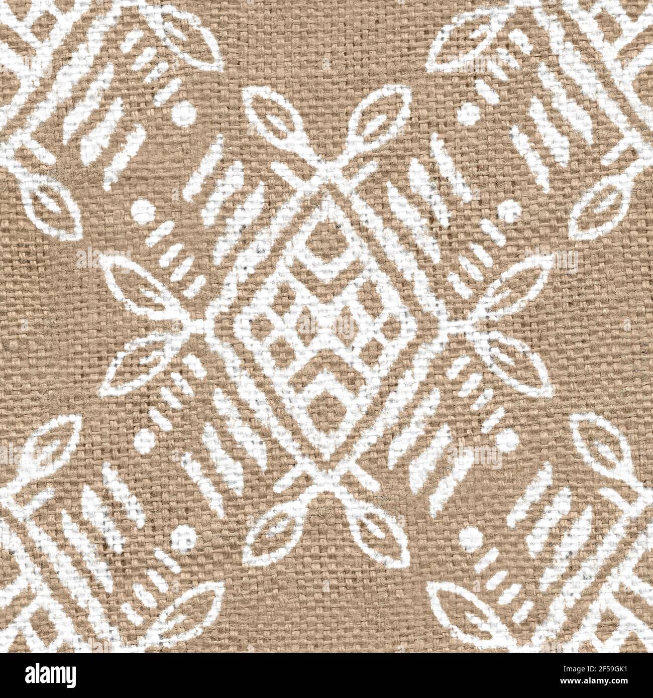 Seamless burlap with white paint pattern overlay Stock Photo - Alamy