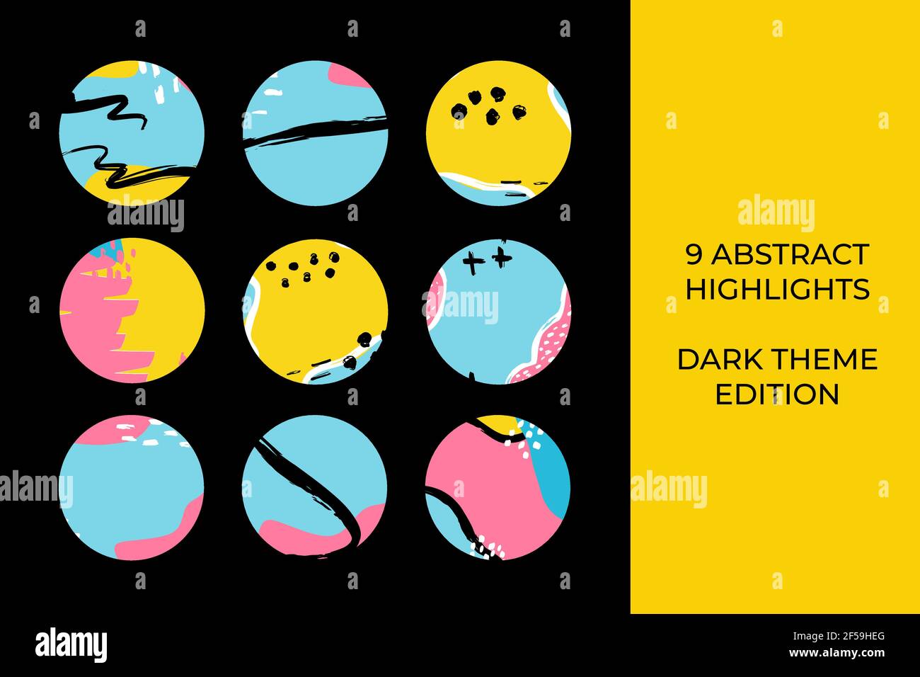 Set of instagram stories and highlight stories icon with post template ...