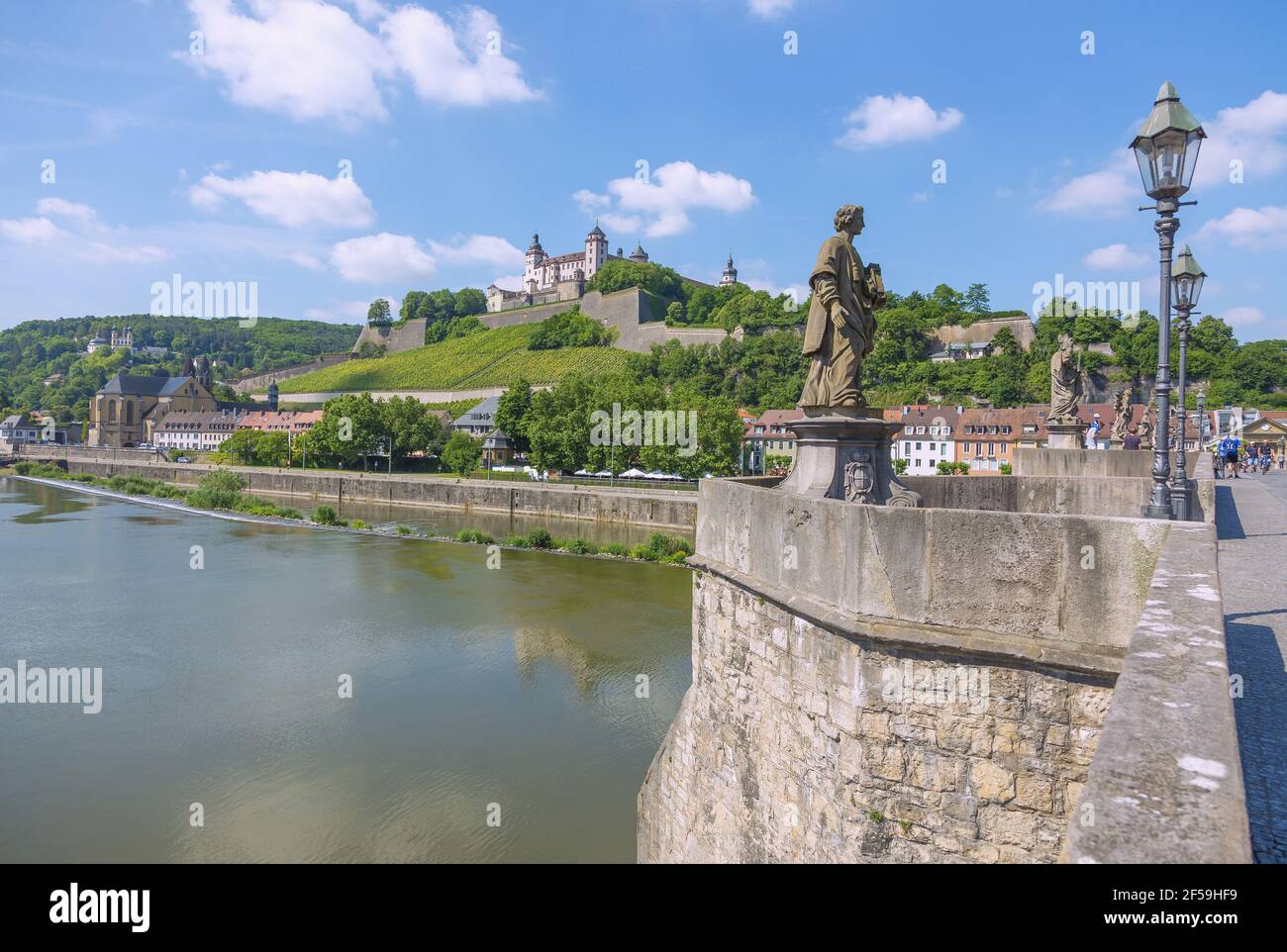 geography / travel, Germany, Wuerzburg, Old Main bridge, bridge patron ...