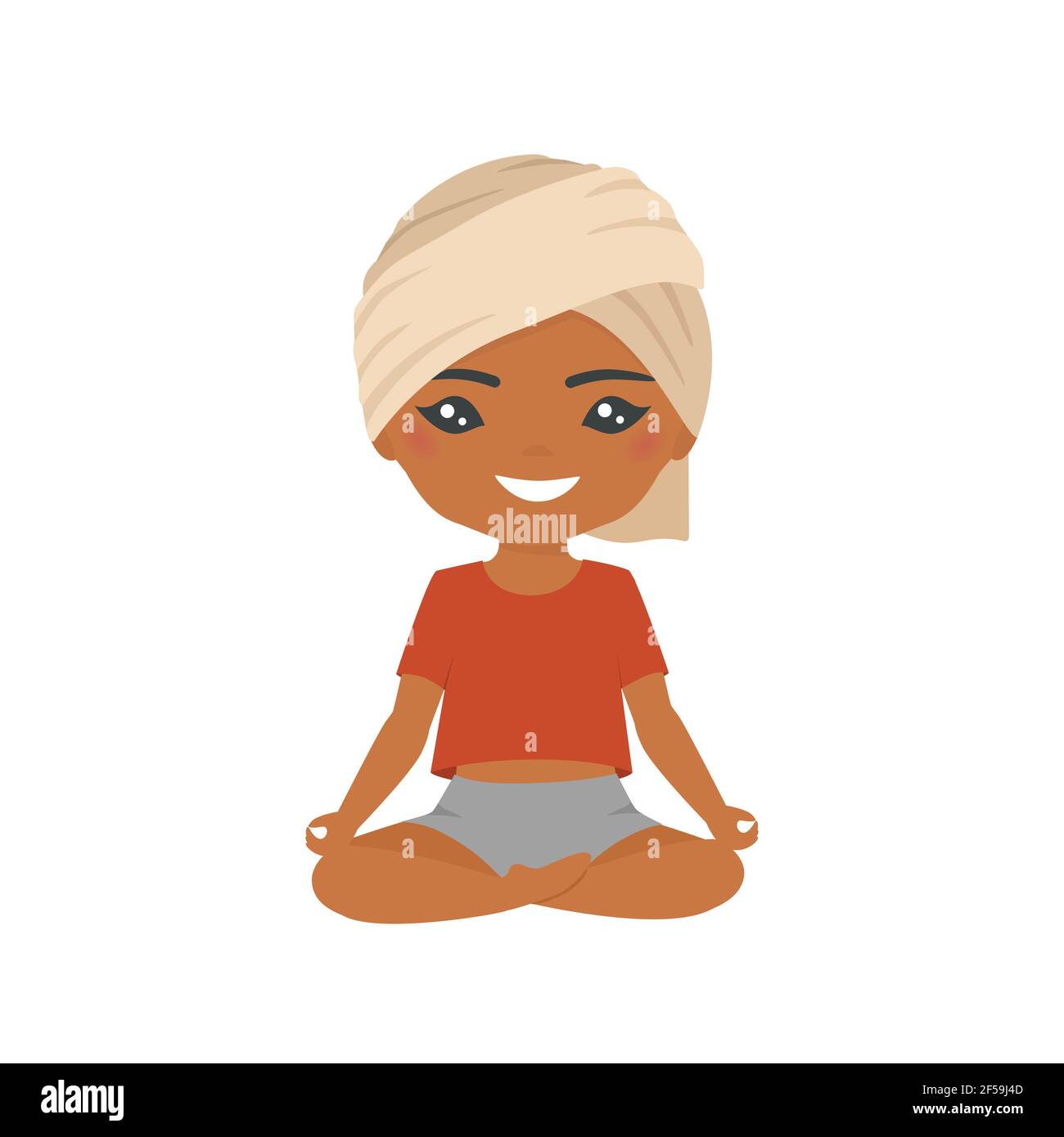 Cute indian chibi boy doing yoga, isolated on white background. Cartoon ...