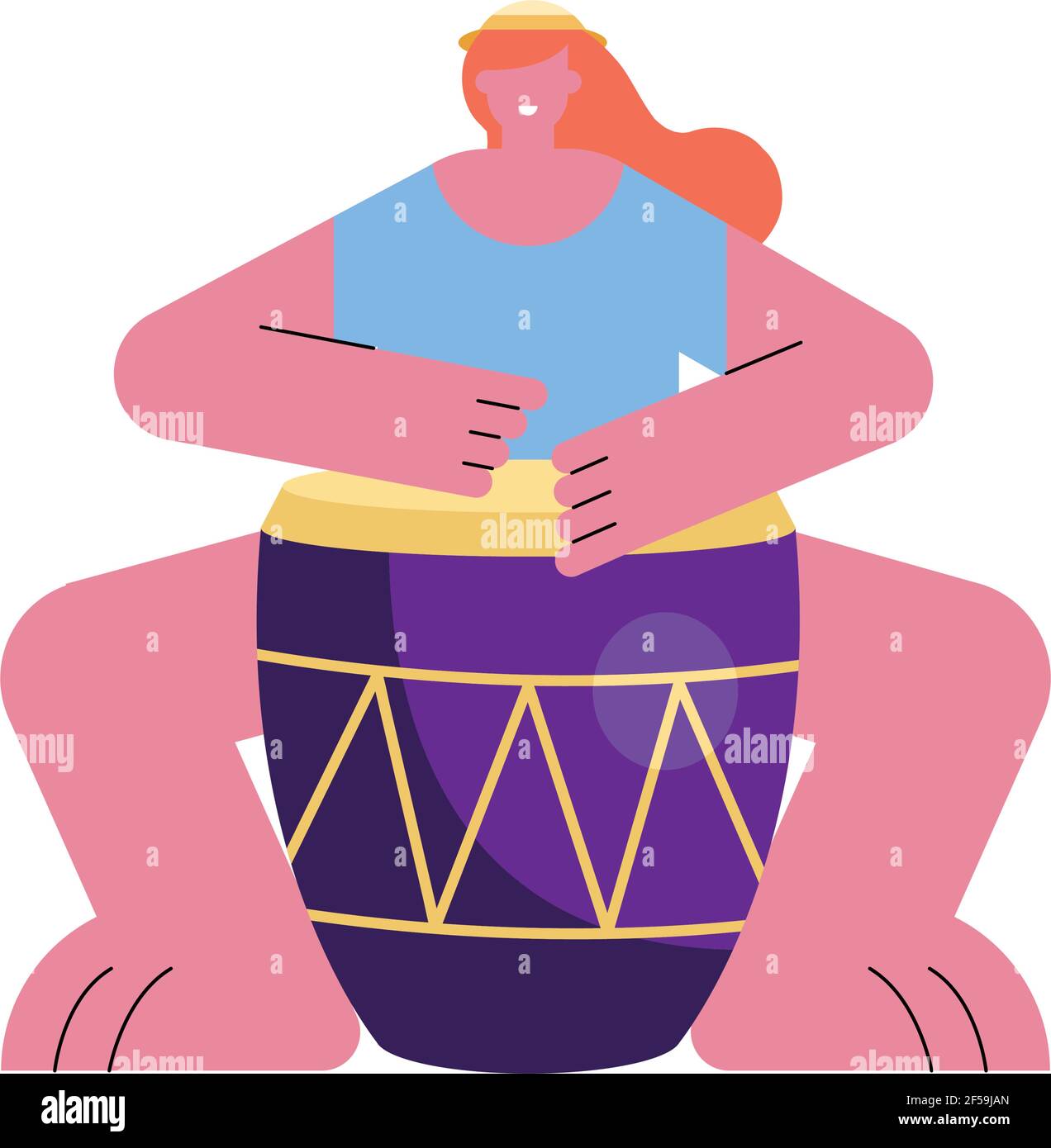 female musician playing drum character Stock Vector Image & Art - Alamy