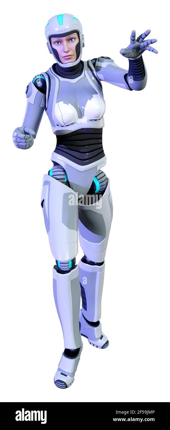 3D rendering of a female robot isolated on white background Stock Photo ...