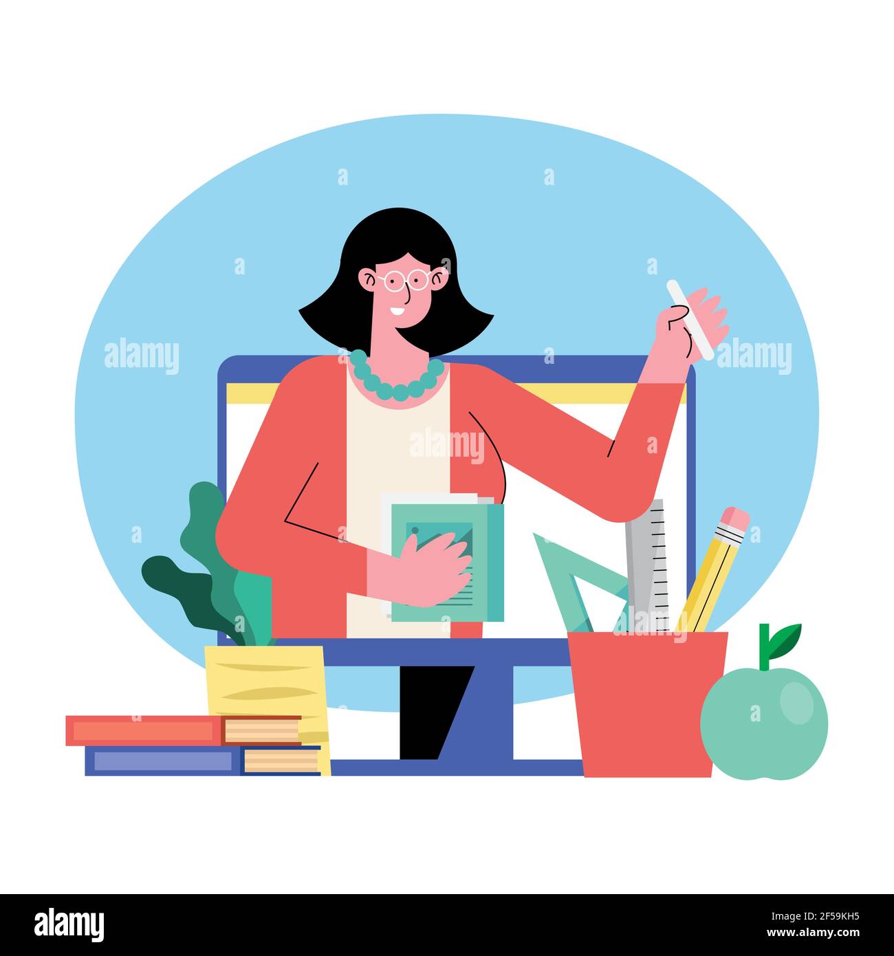 woman teaching online character icon Stock Vector Image & Art - Alamy