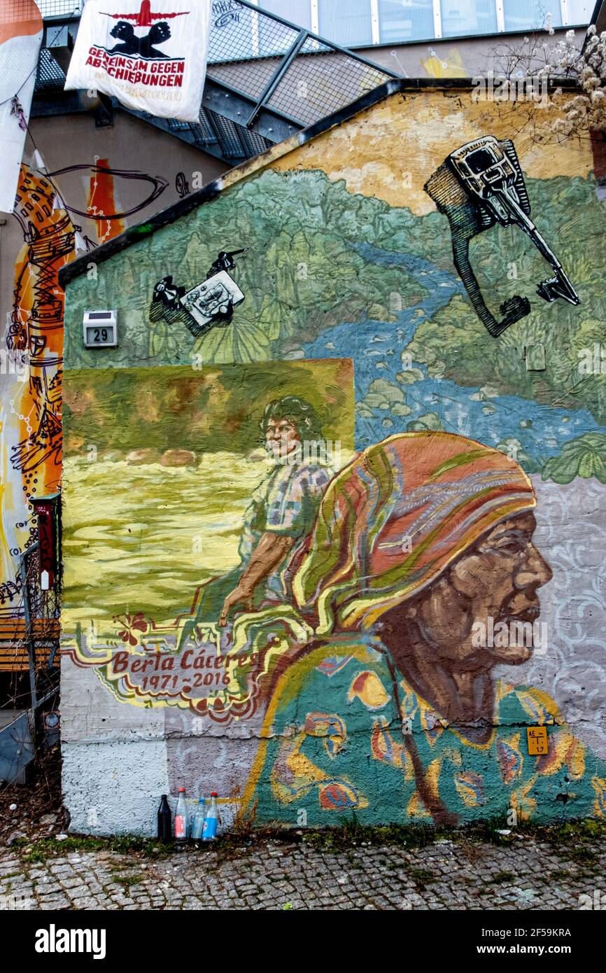 Mural in memory of Berta Cáceres and Marielle Franco, murdered human ...